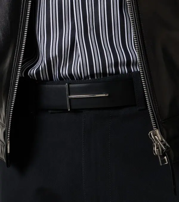 TOM FORD T Croc-effect Patent Leather Belt