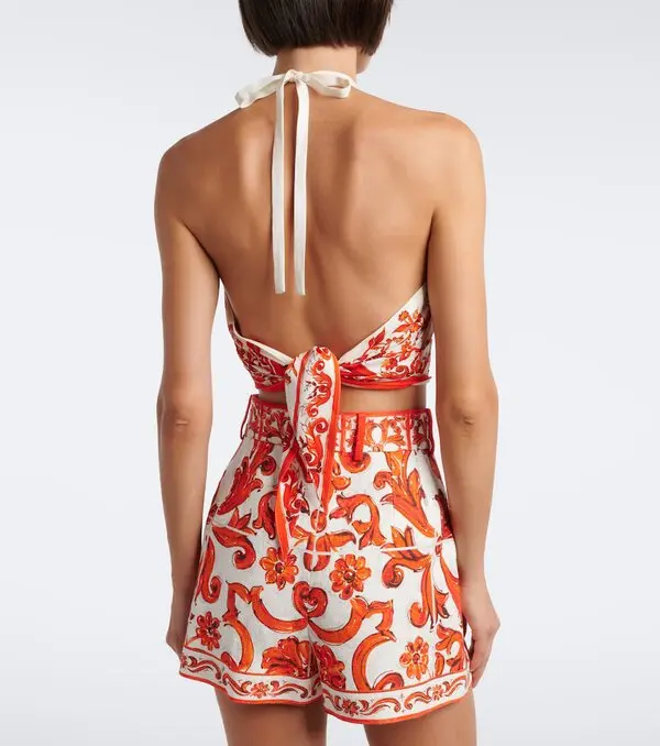 Dolce & Gabbana Majolica Silk-blend Crop Top