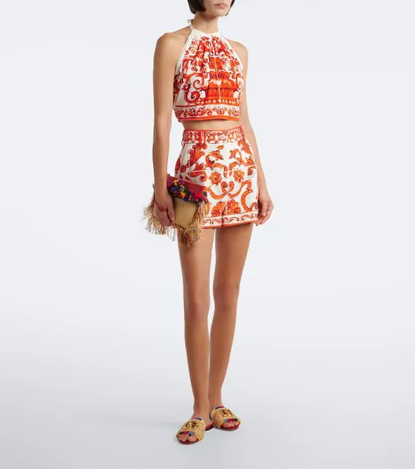 Dolce & Gabbana Majolica Silk-blend Crop Top