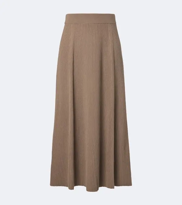 JOSEPH Hallie Ribbed-knit Wool-blend Midi Skirt - Beige