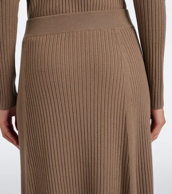 JOSEPH Hallie Ribbed-knit Wool-blend Midi Skirt - Beige