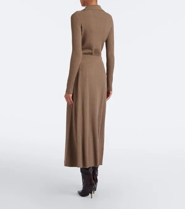 JOSEPH Hallie Ribbed-knit Wool-blend Midi Skirt - Beige