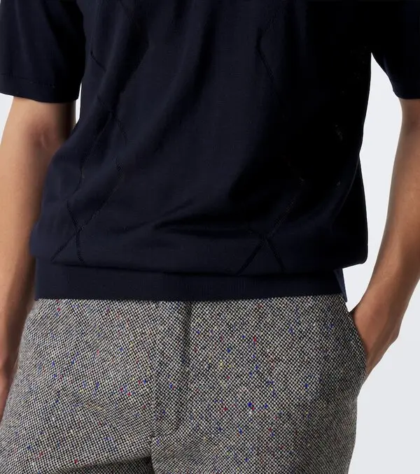 Dries Van Noten Argyle Open-knit Wool Polo Shirt