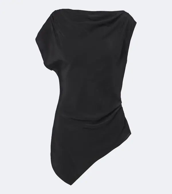 Veronica Beard Yvonne Draped Crêpe De Chine Top - Black