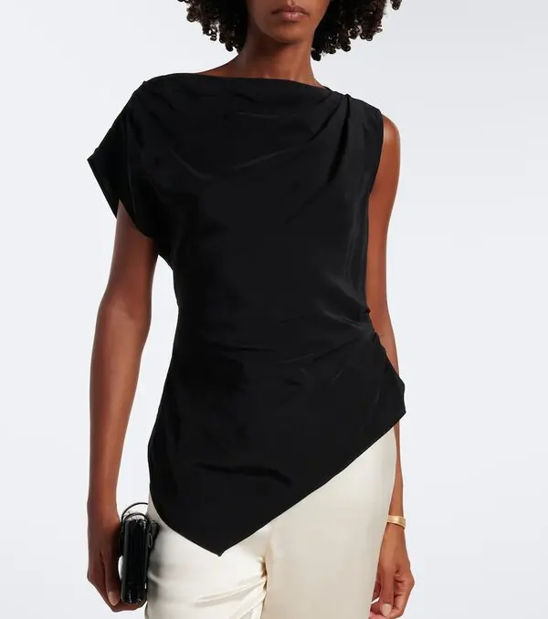 Veronica Beard Yvonne Draped Crêpe De Chine Top