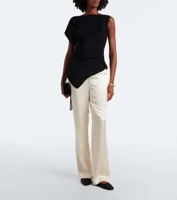Veronica Beard Yvonne Draped Crêpe De Chine Top