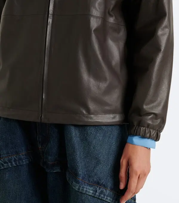 Loewe Scarf-detail Leather Jacket