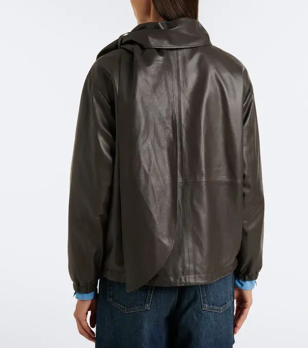 Loewe Scarf-detail Leather Jacket