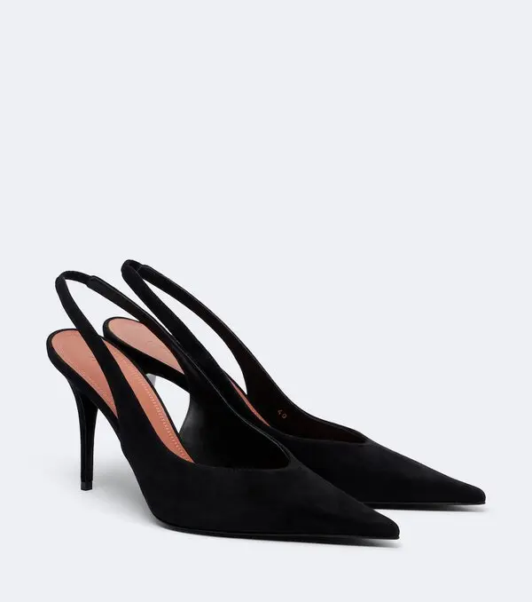 Amina Muaddi Anok Suede Slingback Pumps