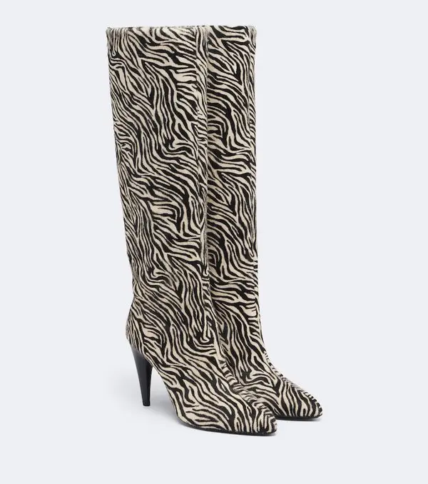 Isabel Marant Étoile Jany Zebra-print Calf-hair Knee-high Boots - Black