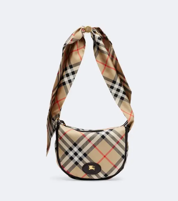 Burberry Check Silk Twill Shoulder Bag - Beige
