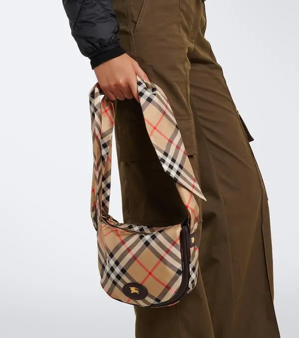 Burberry Check Silk Twill Shoulder Bag - Beige