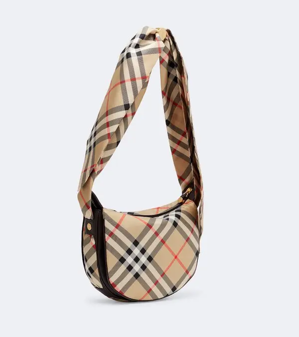 Burberry Check Silk Twill Shoulder Bag - Beige