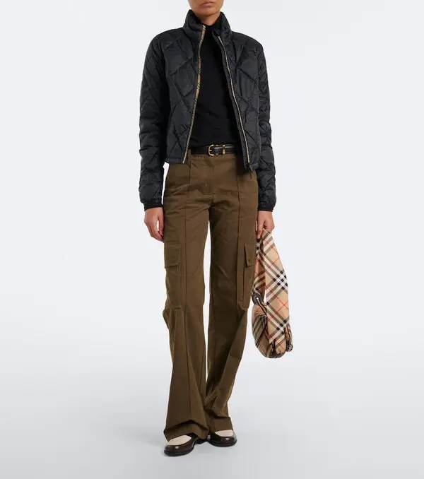 Burberry Check Silk Twill Shoulder Bag - Beige