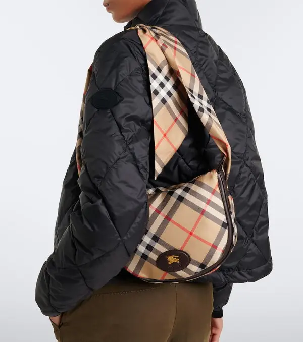 Burberry Check Silk Twill Shoulder Bag - Beige