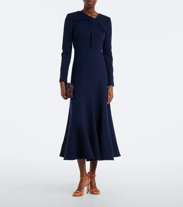 Roland Mouret Bow-detail Wool Crêpe Cocktail Dress - Blue