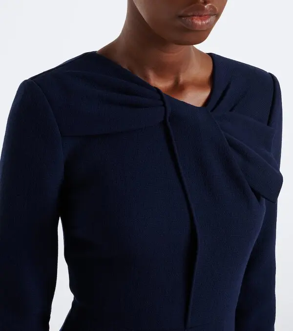 Roland Mouret Bow-detail Wool Crêpe Cocktail Dress - Blue
