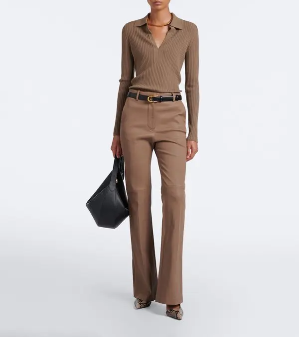 JOSEPH Tafira Leather Flared Pants