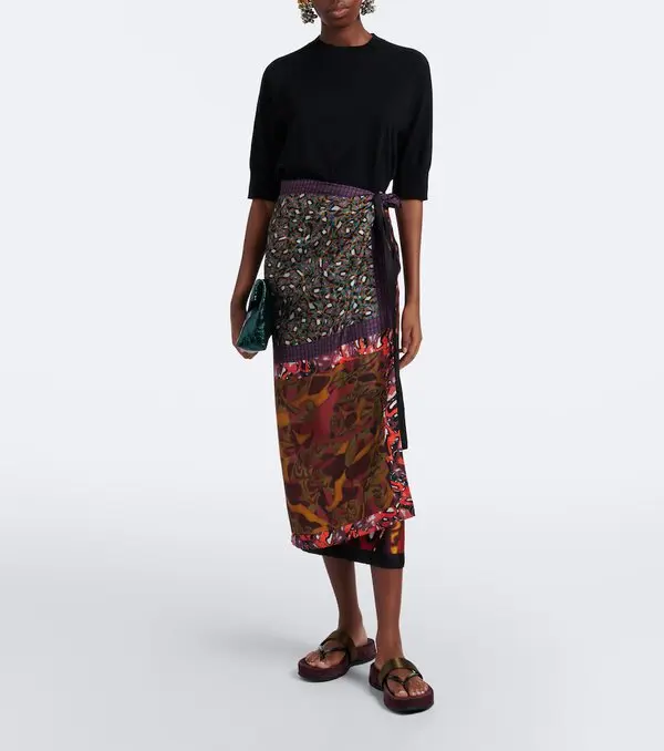 Dries Van Noten Satin And Leather Thong Sandals
