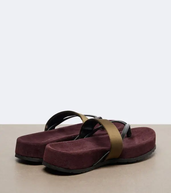 Dries Van Noten Satin And Leather Thong Sandals