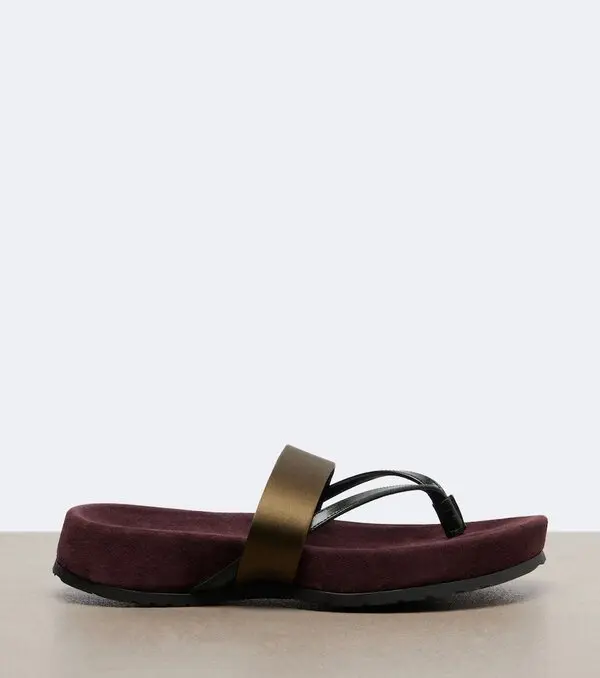 Dries Van Noten Satin And Leather Thong Sandals