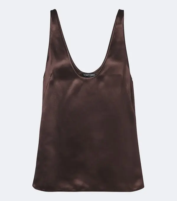 TOM FORD Silk Satin Top - Brown