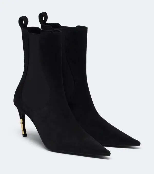 Gucci Embellished Suede Ankle Boots - Black