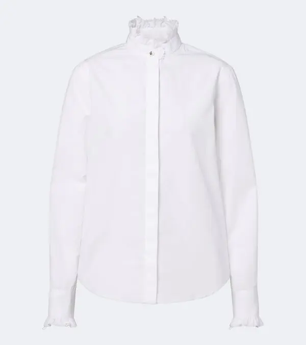 Burberry Logo Ruffled Cotton Poplin Shirt