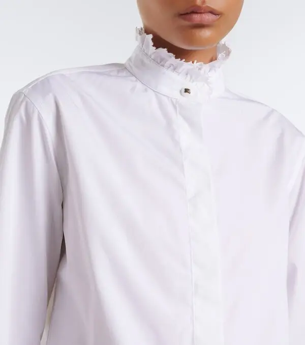 Burberry Logo Ruffled Cotton Poplin Shirt