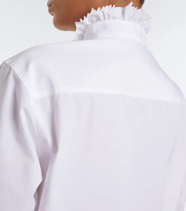Burberry Logo Ruffled Cotton Poplin Shirt
