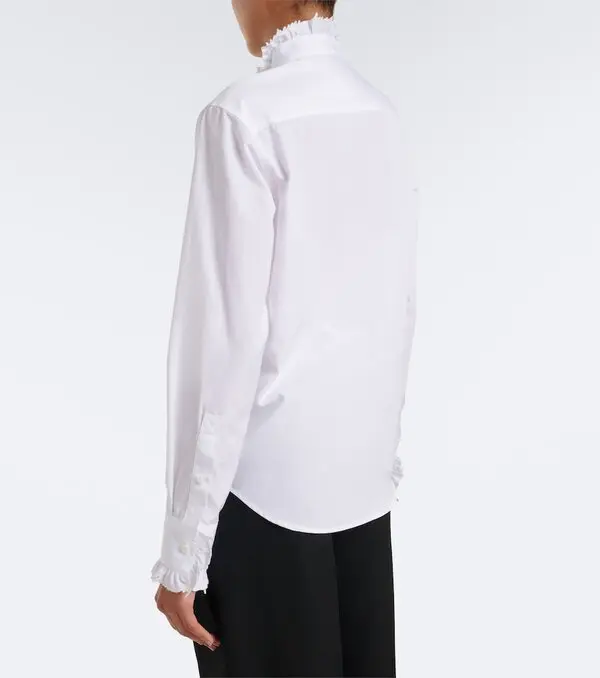 Burberry Logo Ruffled Cotton Poplin Shirt