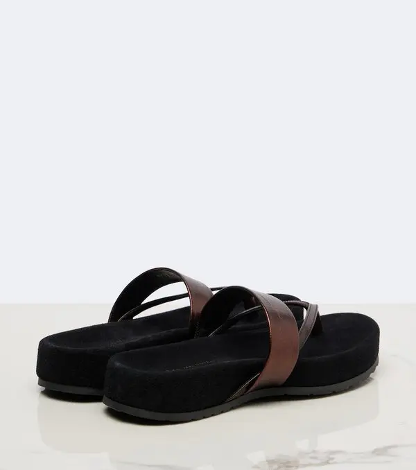 Dries Van Noten Metallic Leather Thong Sandals
