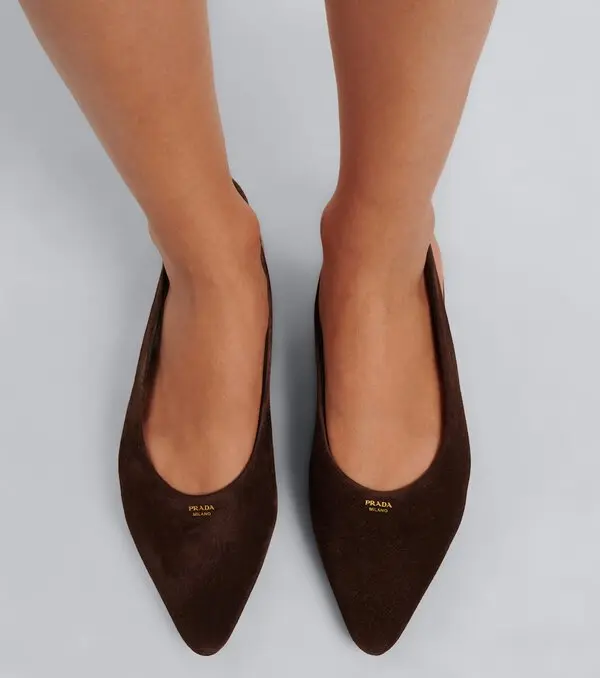 Prada Suede Slingback Flats