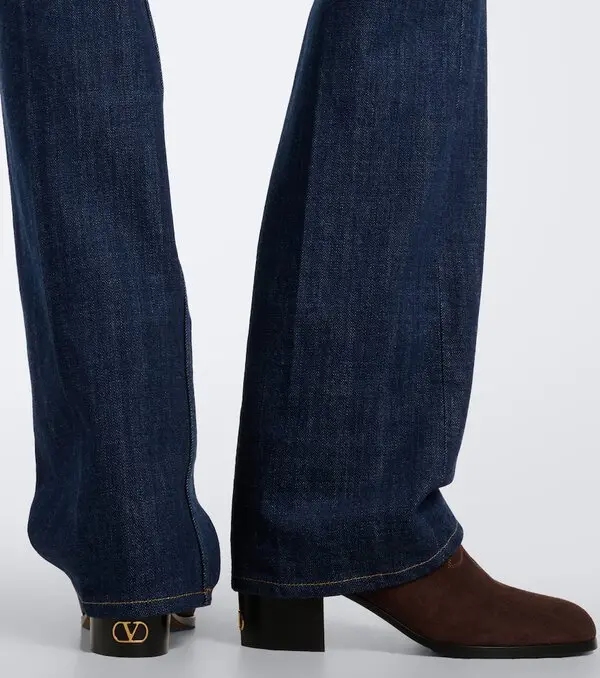 Valentino Garavani Bard Embroidered Suede Ankle Boots