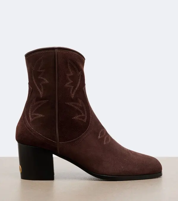 Valentino Garavani Bard Embroidered Suede Ankle Boots