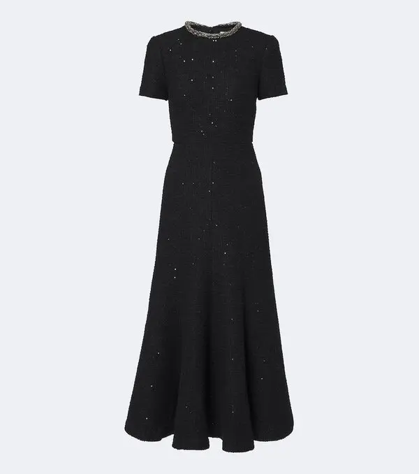 Roland Mouret Embellished Bouclé Cocktail Dress - Black