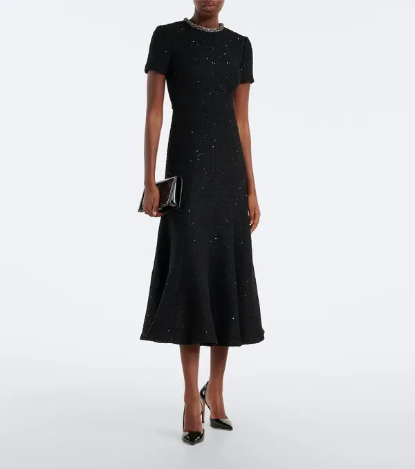 Roland Mouret Embellished Bouclé Cocktail Dress