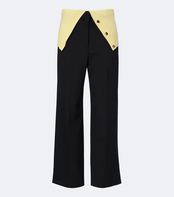 Loewe Paneled Wool Wide-leg Pants