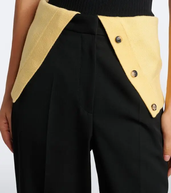 Loewe Paneled Wool Wide-leg Pants