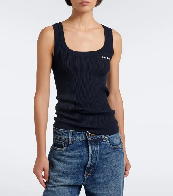 Miu Miu Ribbed-knit Cotton Tank Top