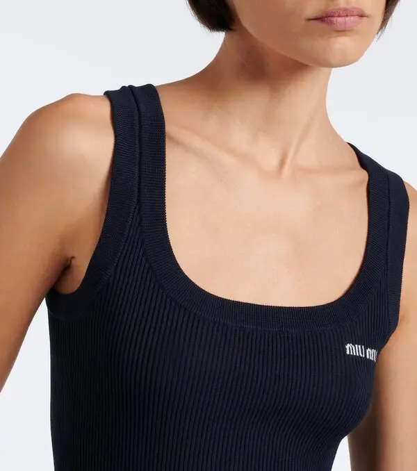 Miu Miu Ribbed-knit Cotton Tank Top