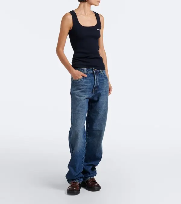 Miu Miu Ribbed-knit Cotton Tank Top