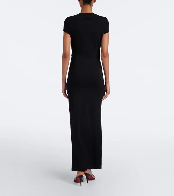 JEAN PAUL GAULTIER Leather-trimmed Jersey Maxi Dress