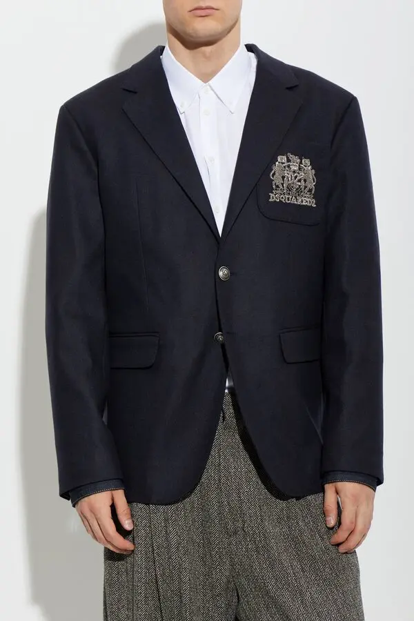 Dsquared2 Wool Blazer With Embroidered Logo