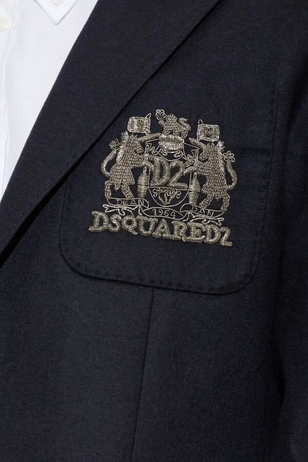Dsquared2 Wool Blazer With Embroidered Logo
