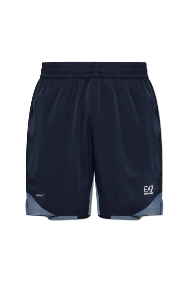 EA7 Shorts With Printed Logo - Navy Blue
