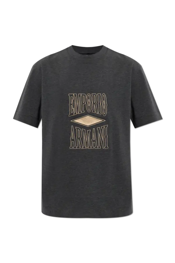 Emporio Armani T-shirt With Embroidered Logo - Grey