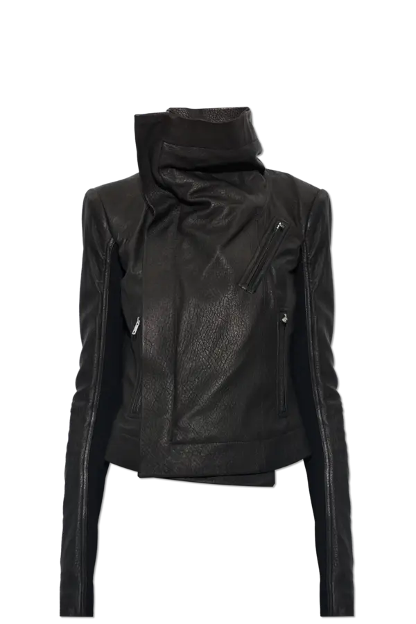 Rick Owens Leather Jacket With Stand-up Collar