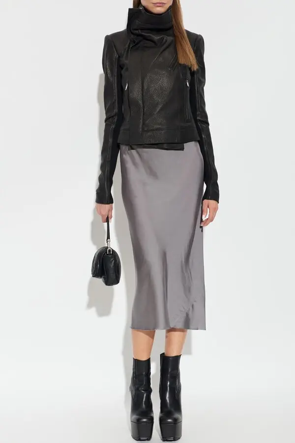 Rick Owens Leather Jacket With Stand-up Collar