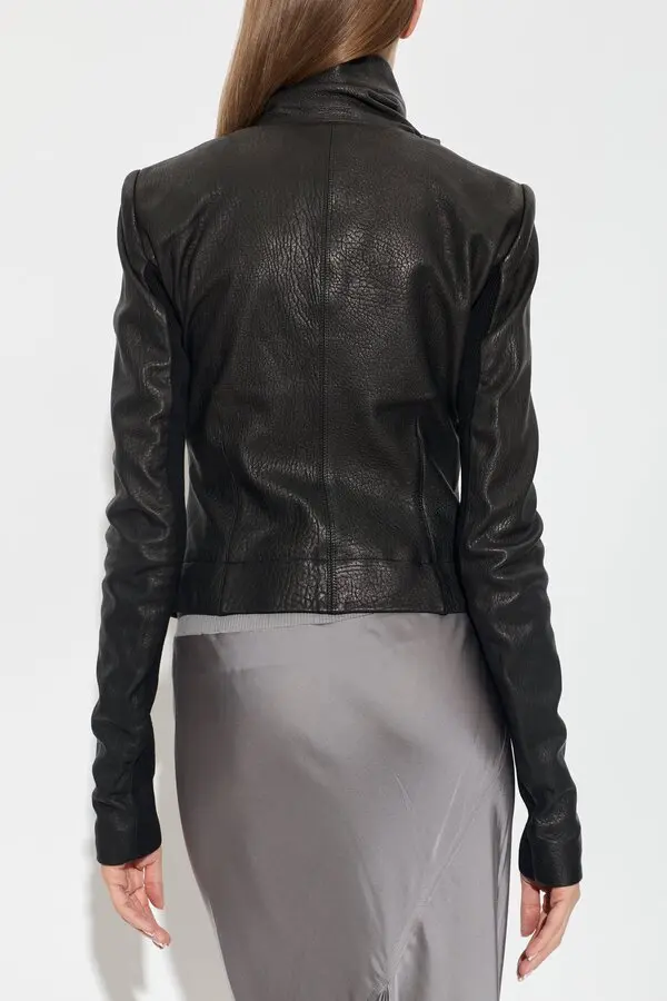 Rick Owens Leather Jacket With Stand-up Collar